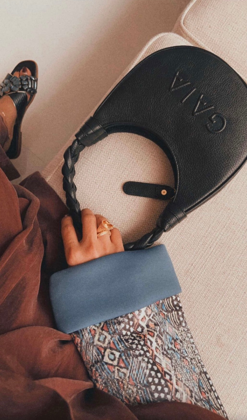 @afnan_albatel in our Burgundy Washed Silk Cape